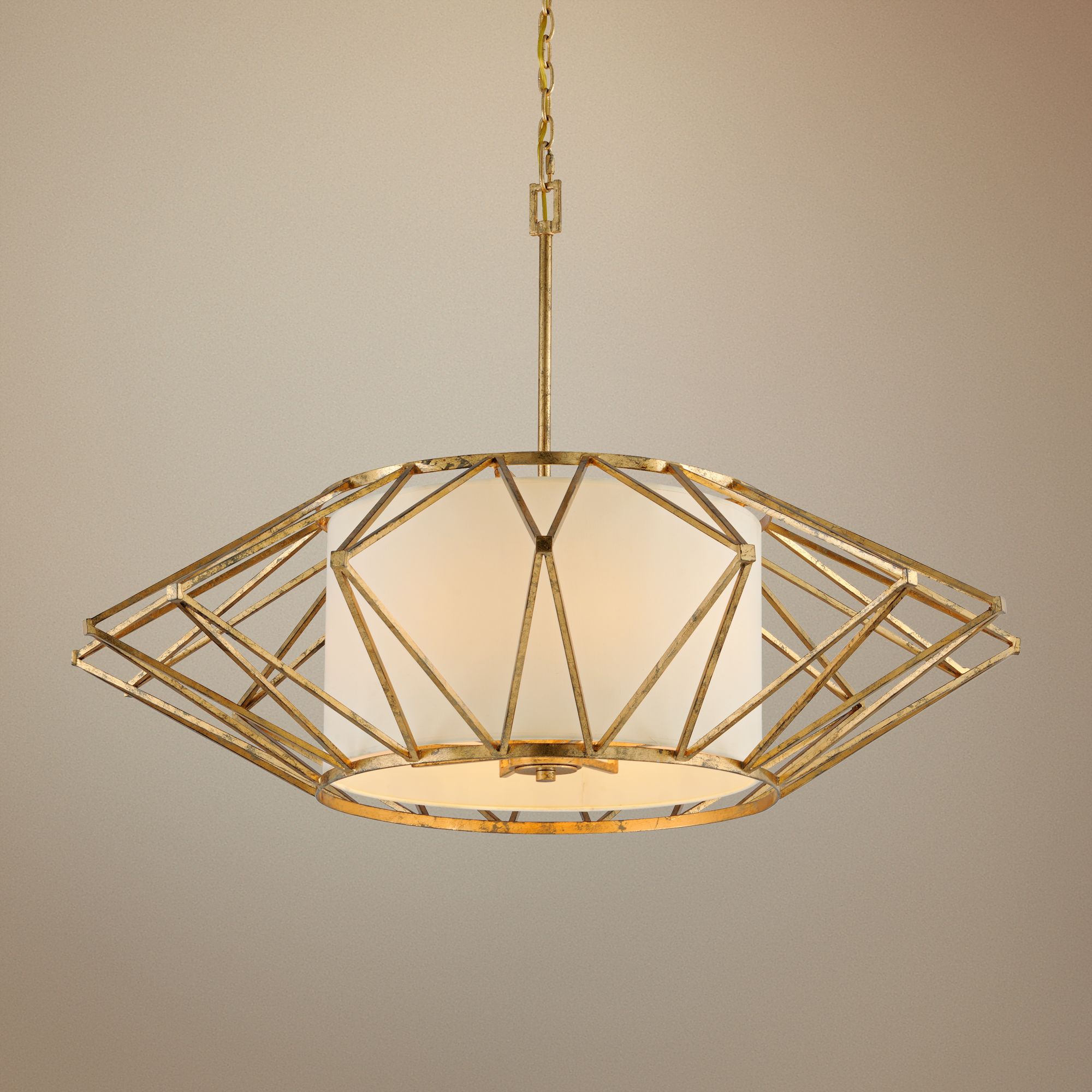 Calliope 42" Wide Rustic Gold Leaf Pendant Light - #9P294 | Lamps Plus