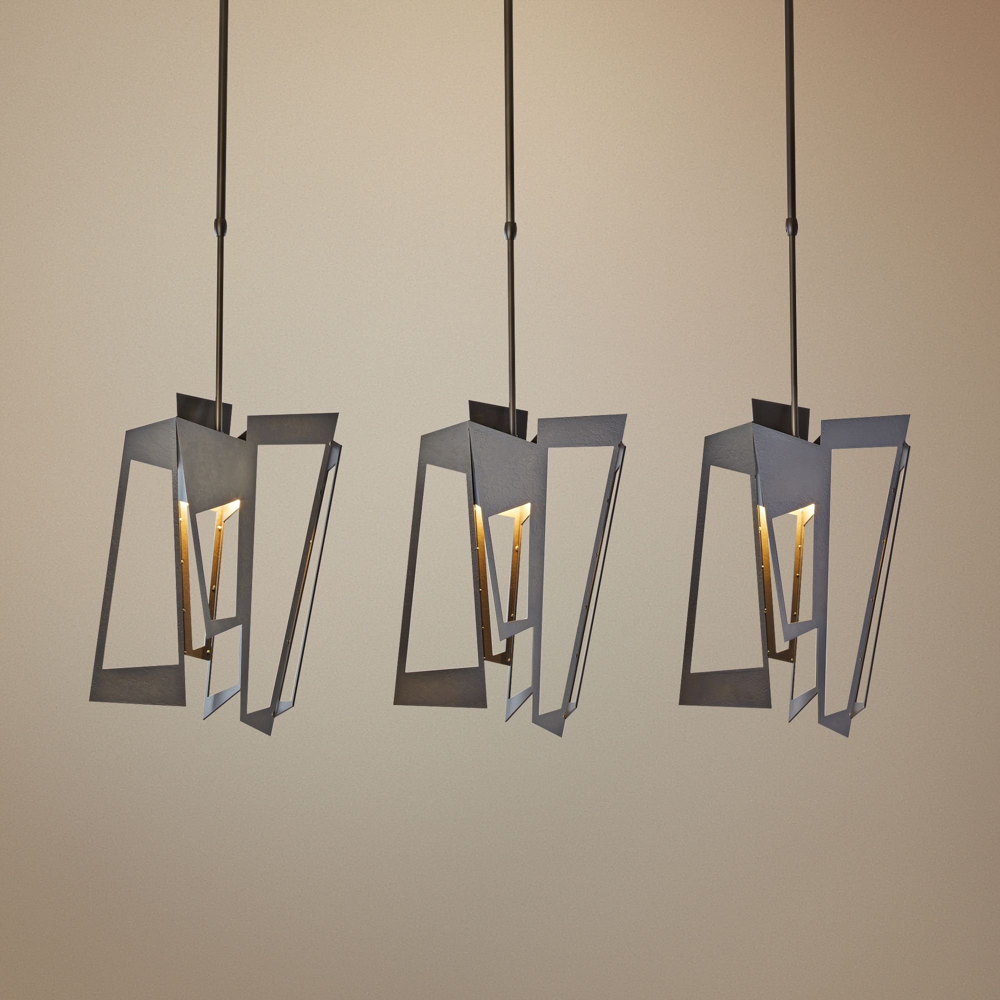 Hubbardton Forge Triptic 45"W Dark Smoke Multi Light Pendant - #9T762 | Lamps Plus