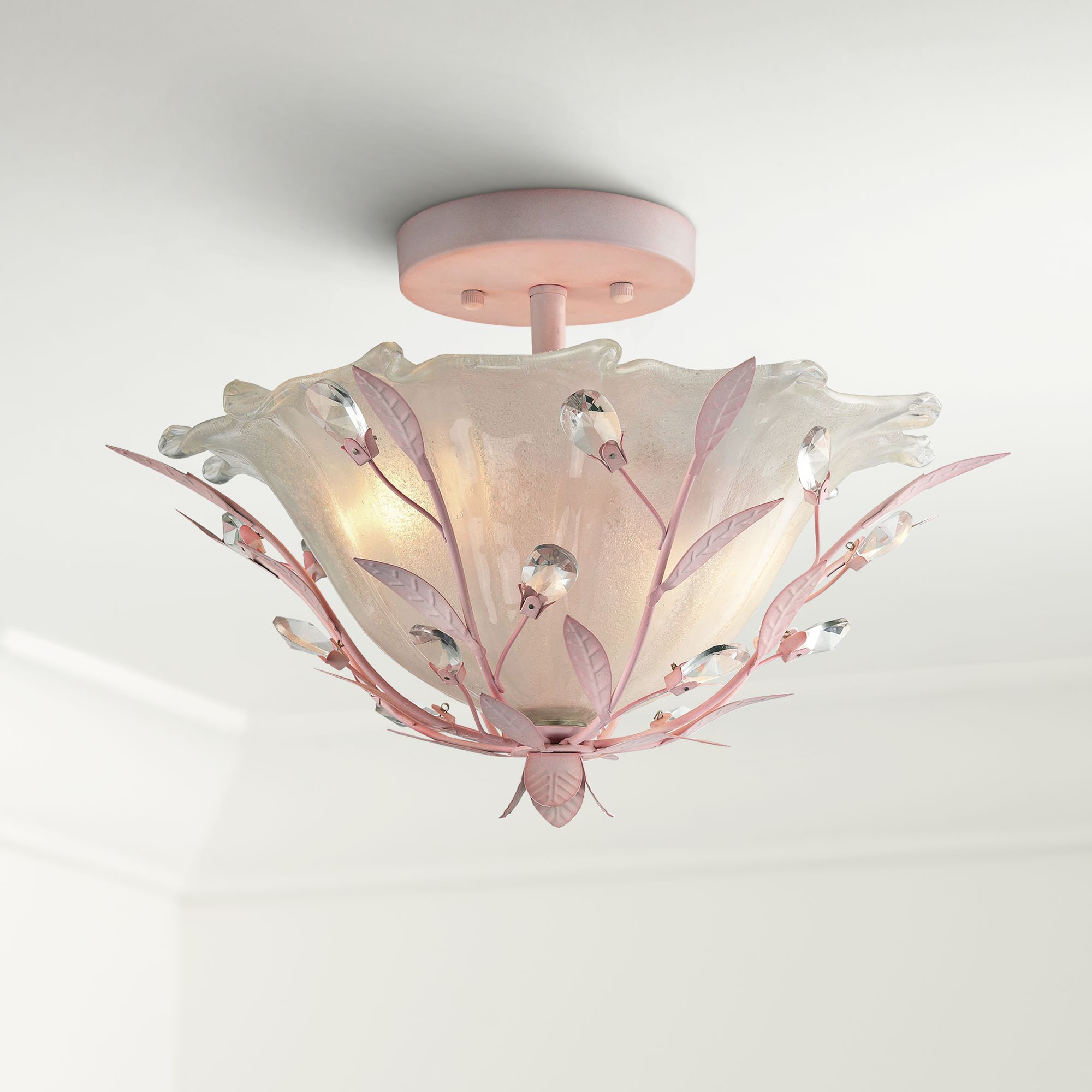Circeo 17" Wide Light Pink 2-Light Ceiling Light - #9X455 | Lamps Plus