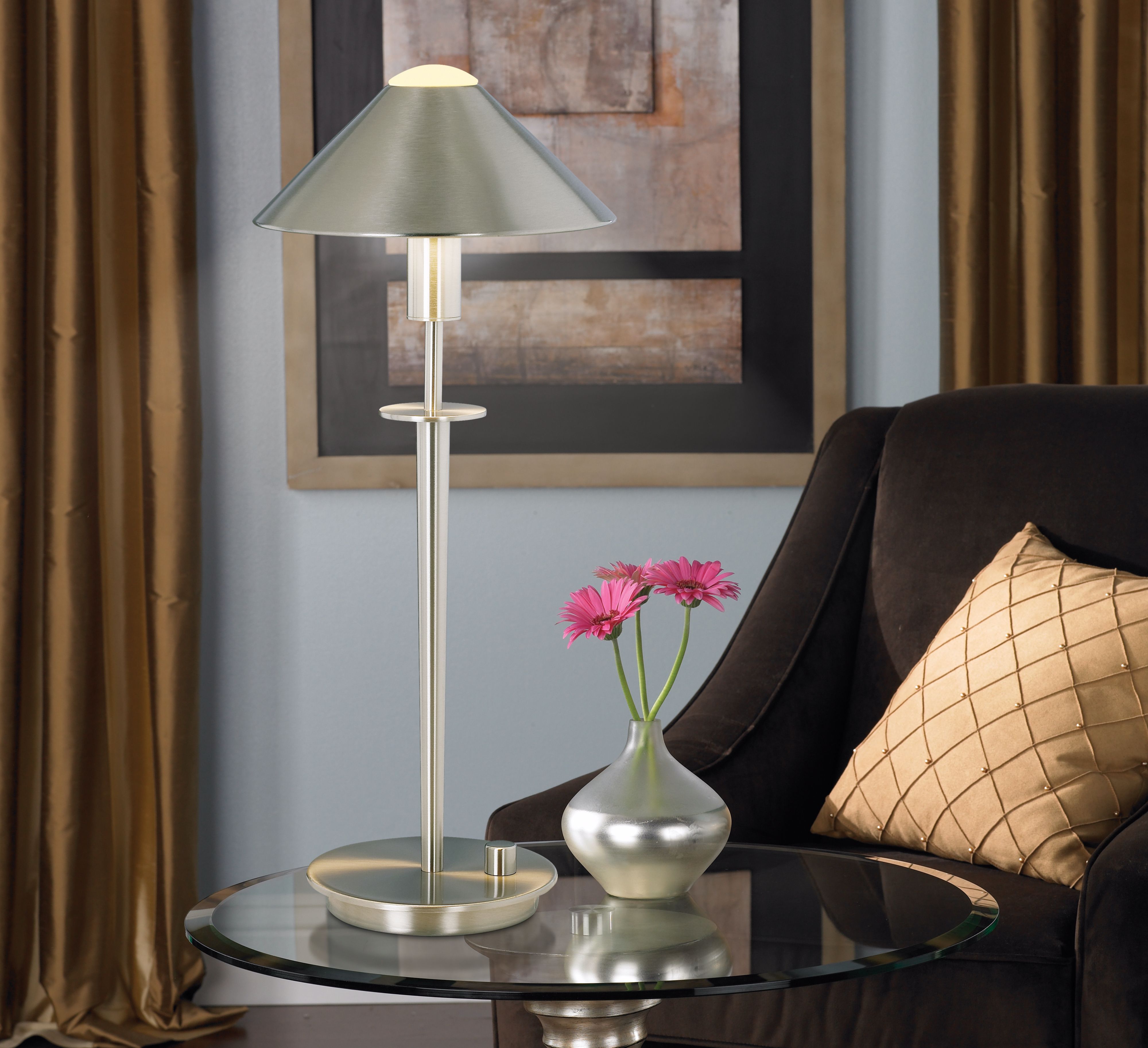 Holtkoetter Satin Nickel Halogen Accent Desk Lamp - #64880 | Lamps Plus