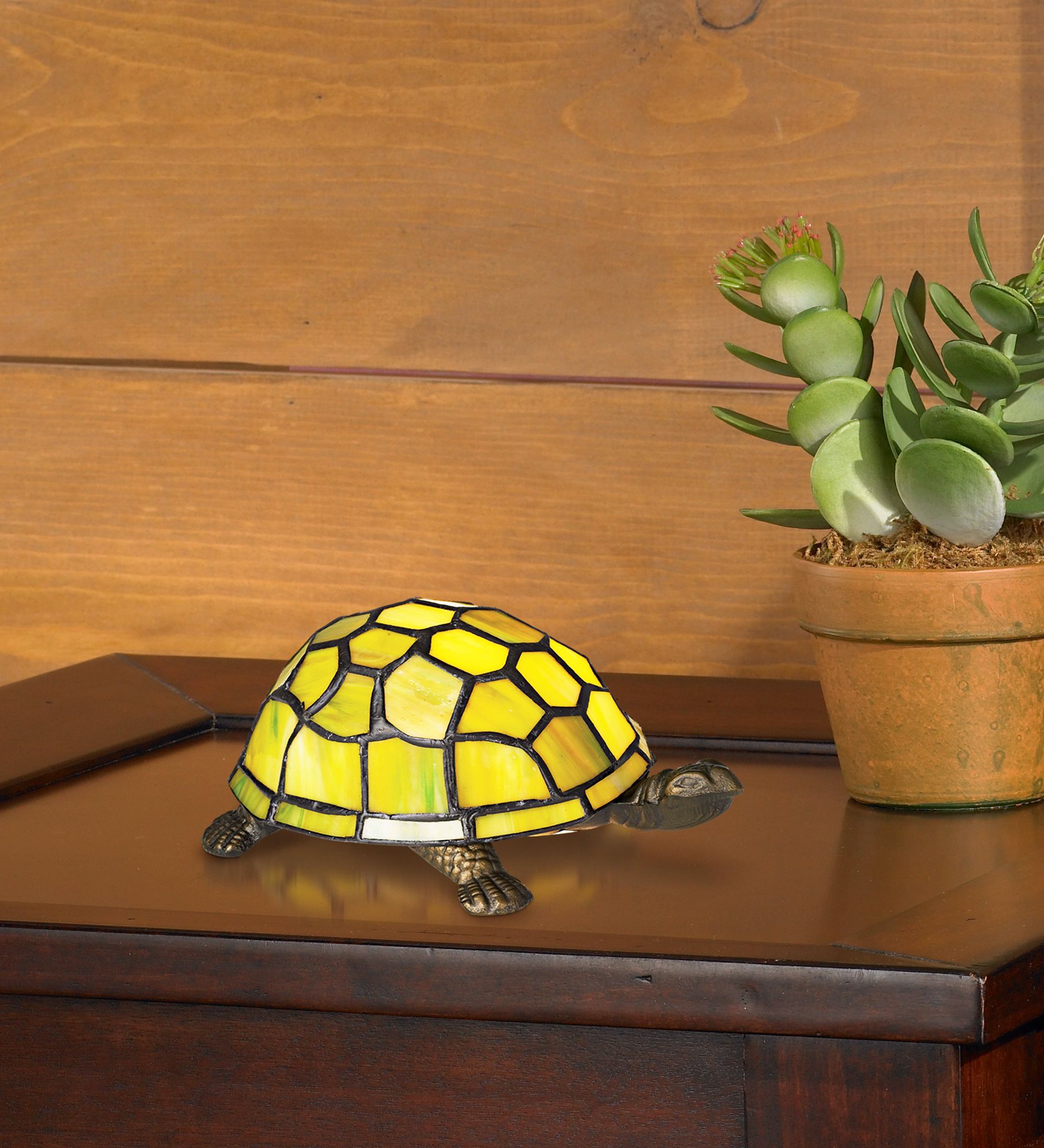 Green Tortoise Tiffany-Style Accent Lamp - #86783 | Lamps Plus