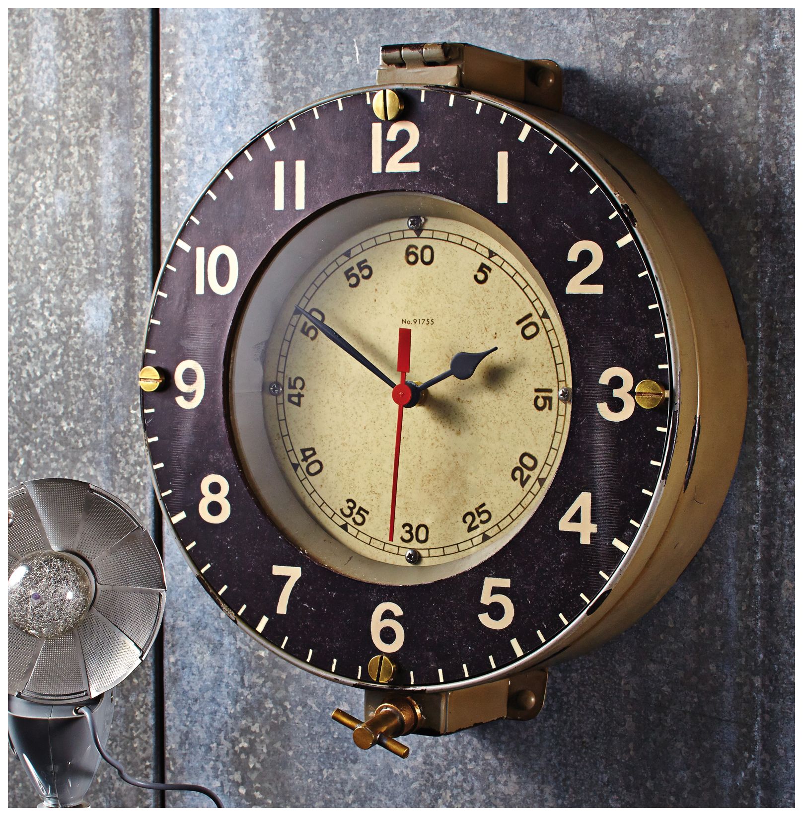 Marine 14 1/2" Wide Gray French Navy Replica Wall Clock - #11V71 ...
