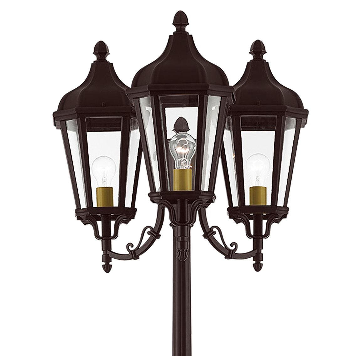 Morgan 100" High Bronze 3-Head Outdoor Post Light - #179N2 | Lamps Plus
