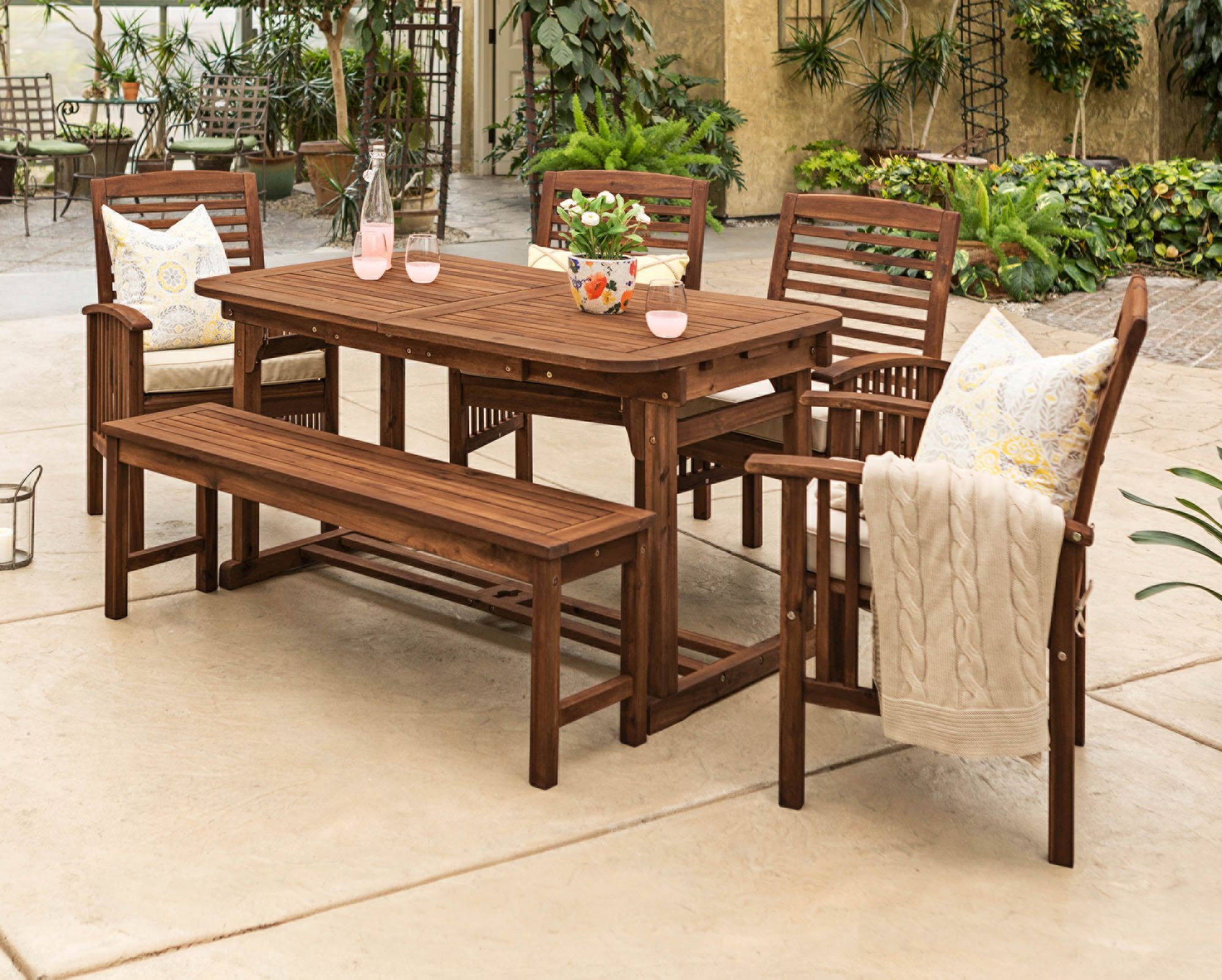 Blake Dark Brown 6-Piece Patio Dining Set with Cushions - #1W158 ...
