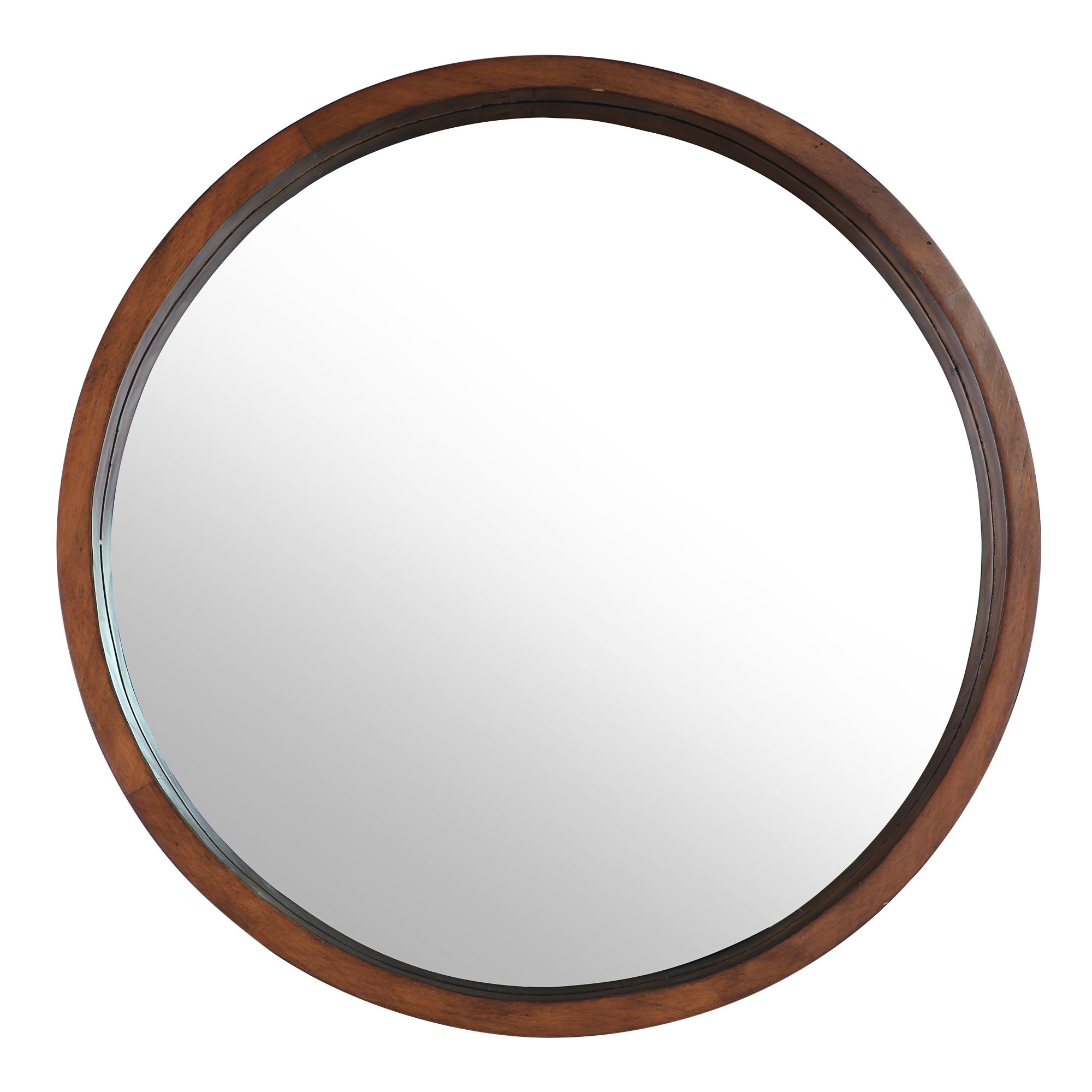 Northwood Walnut Brown 22" Round Wooden Wall Mirror - #204A0 | Lamps Plus