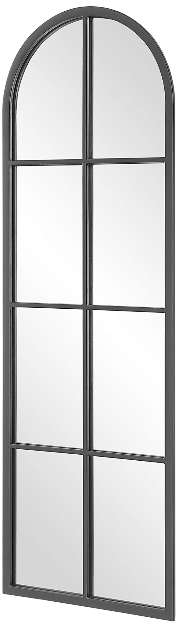 Amiel Satin Black 16 1/2" x 50" Arch Window Pane Wall Mirror - #299H1 ...