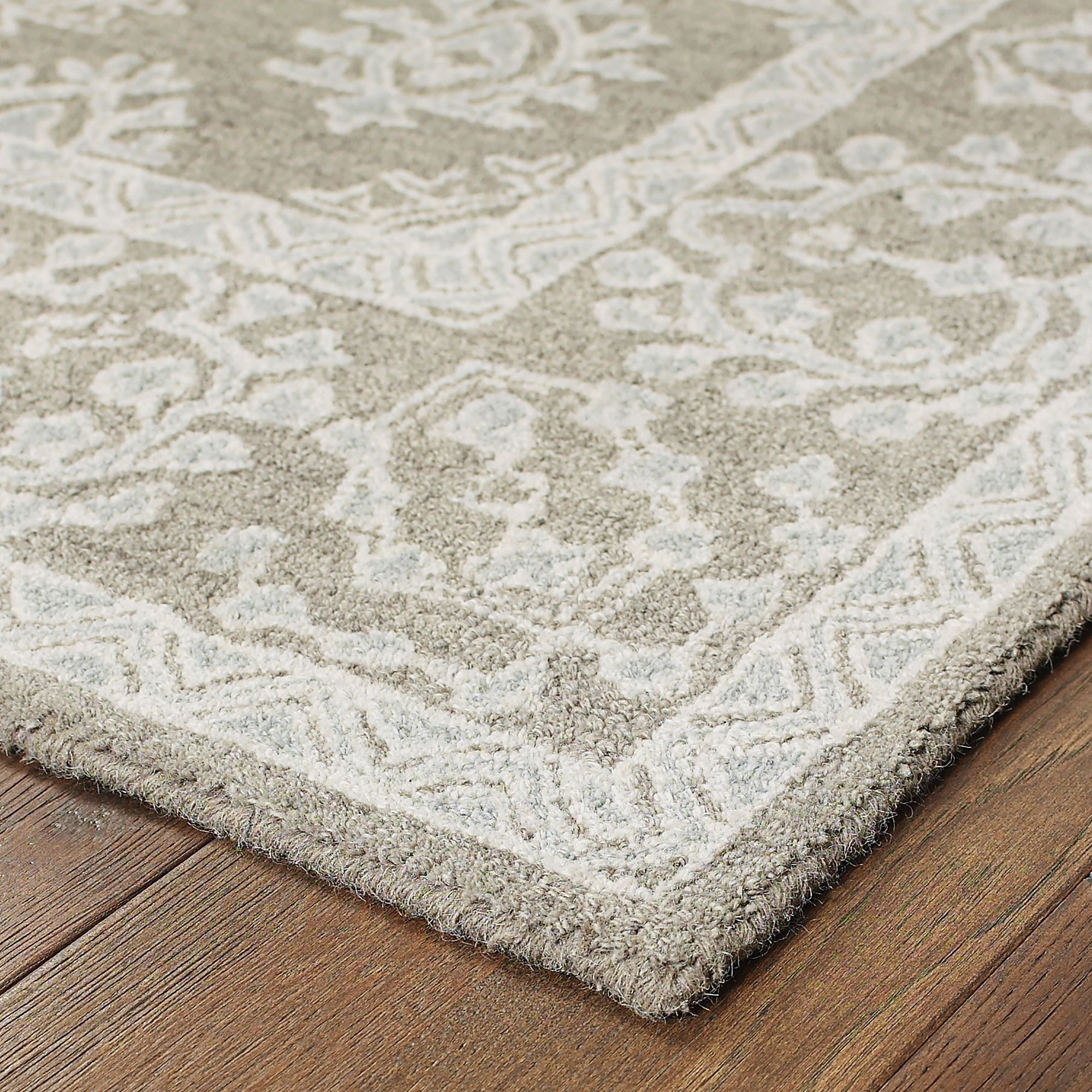 Manor 81202 Gray and Beige Wool Area Rug - #32M58 | Lamps Plus