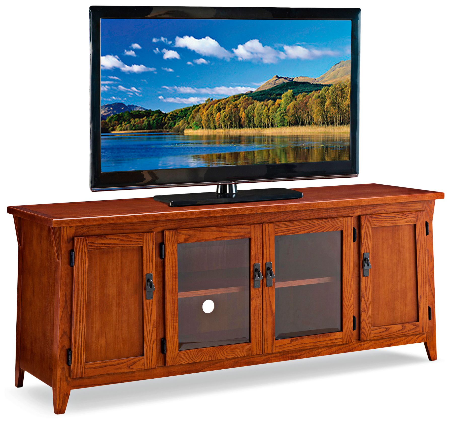 Dresden 60" Wide Russet 4-Door Wood TV Console by Leick - #35P77 ...