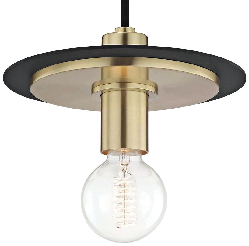 Mitzi Milo 9" Wide Aged Brass and Black Mini Pendant - #47F29 | Lamps Plus