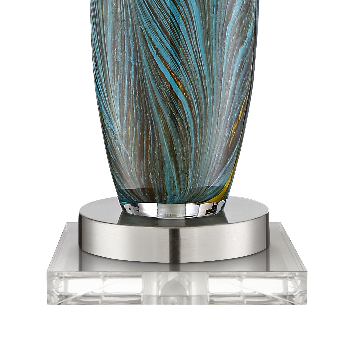 Azure Art Glass Table Lamps With 7" Square Risers - #593D0 | Lamps Plus
