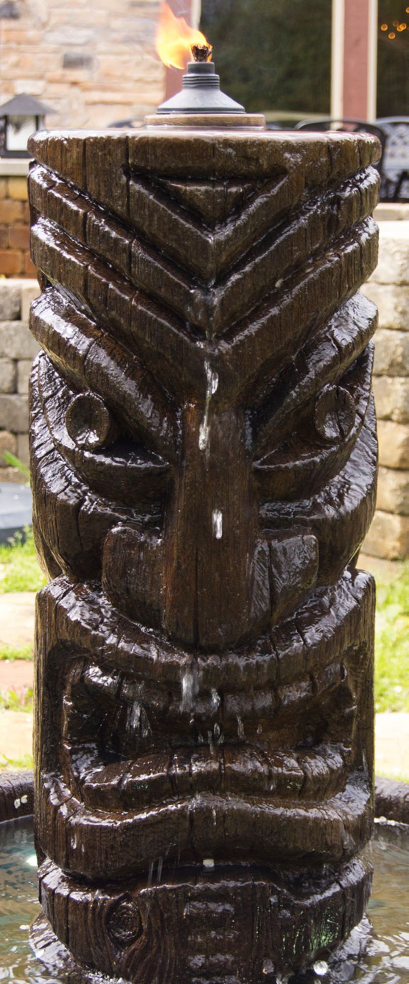 Tiki Column 44" High Relic Lava Outdoor Fountain - #65F29 | Lamps Plus