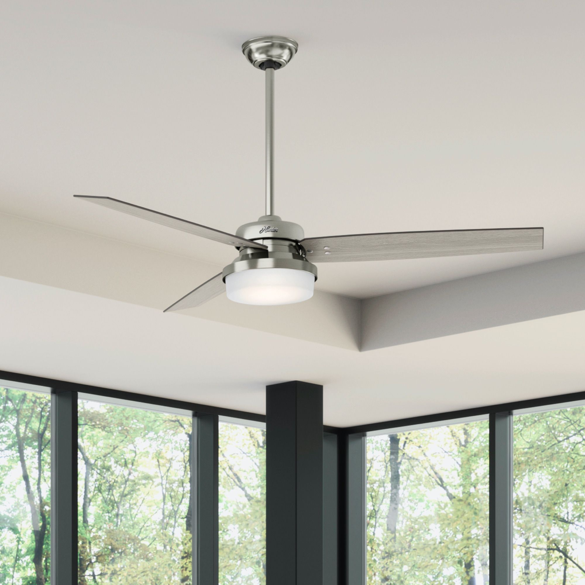 60" Hunter Sentinel Brushed Nickel LED Ceiling Fan with Remote - #66K69 ...