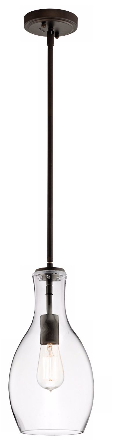 Kichler Everly 7" Wide Olde Bronze Glass Mini Pendant - #6M247 | Lamps Plus