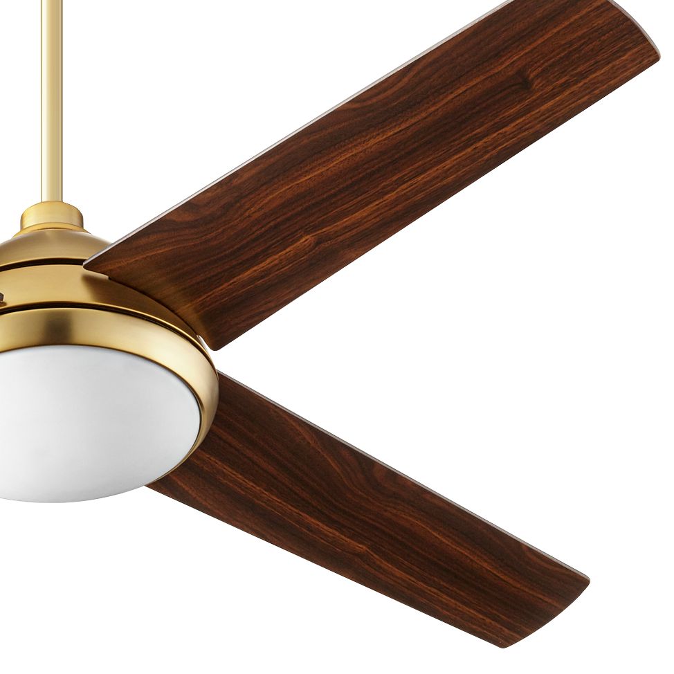 52" Quorum Quest Aged Brass LED Ceiling Fan with Wall Control - #72P19 ...