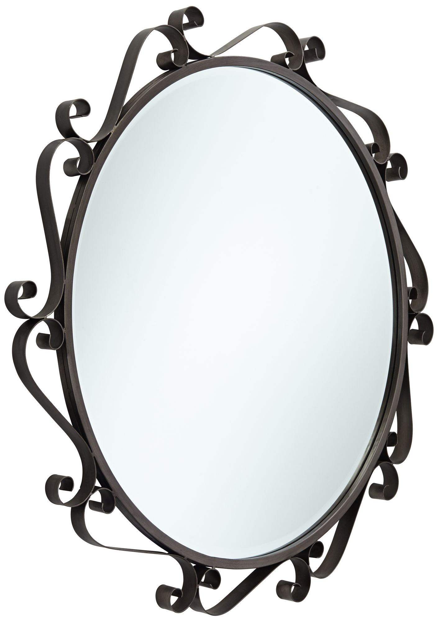 San Miguel Bronze Iron Scroll 36" Round Wall Mirror - #76H10 | Lamps Plus