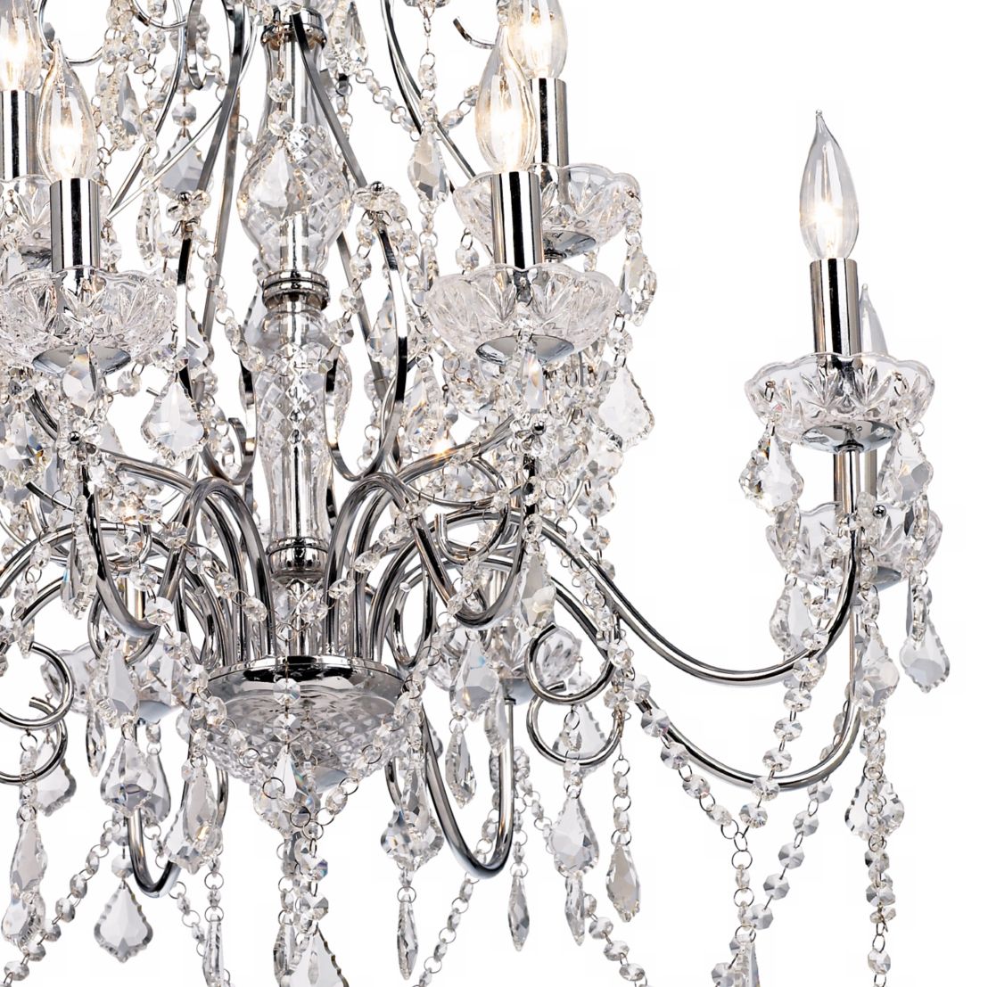 Grace 30" Wide Chrome and Crystal 12-Light Chandelier - #77167 | Lamps Plus