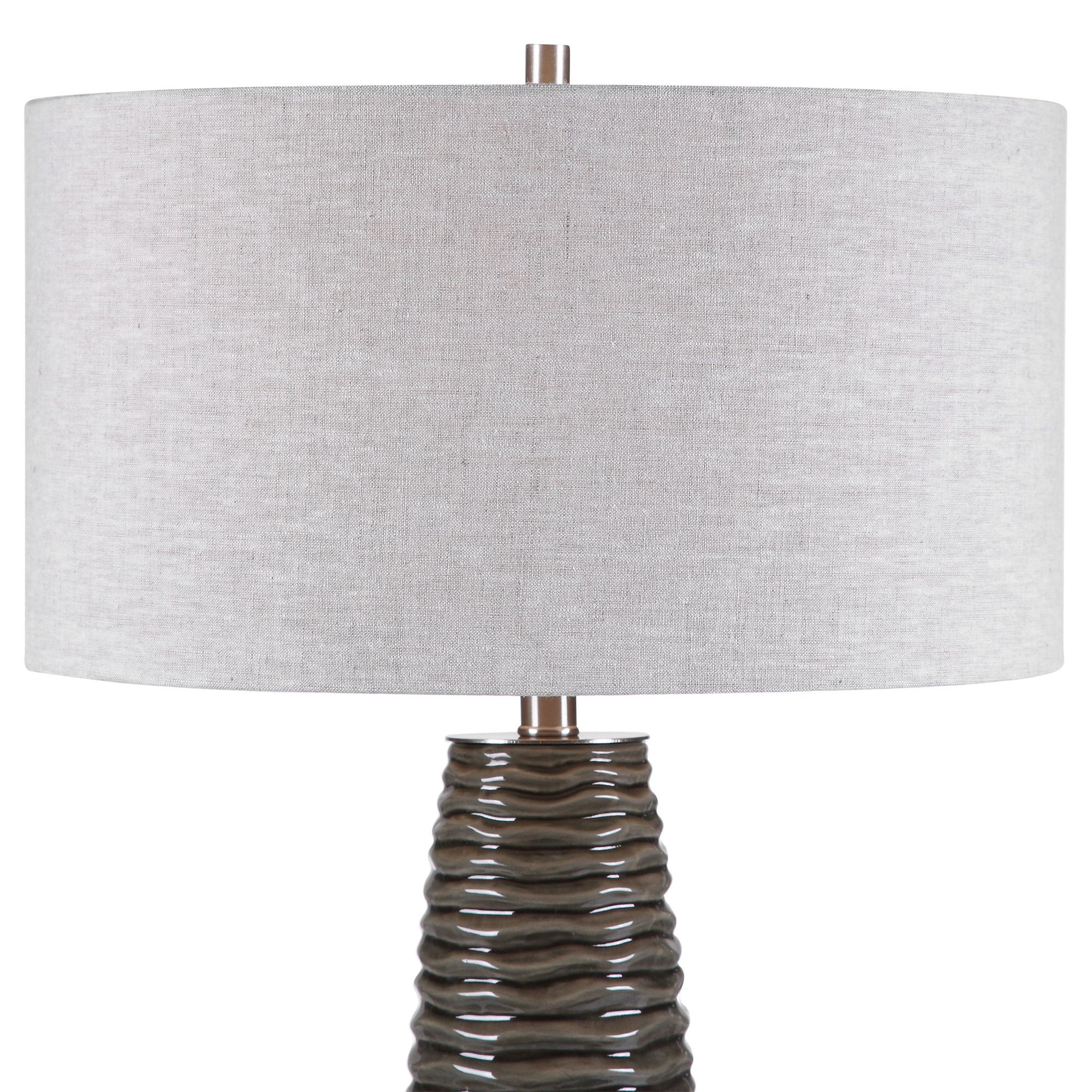 Uttermost Achilleus Charcoal Gray Ribbed Ceramic Table Lamp - #78T91 | Lamps Plus