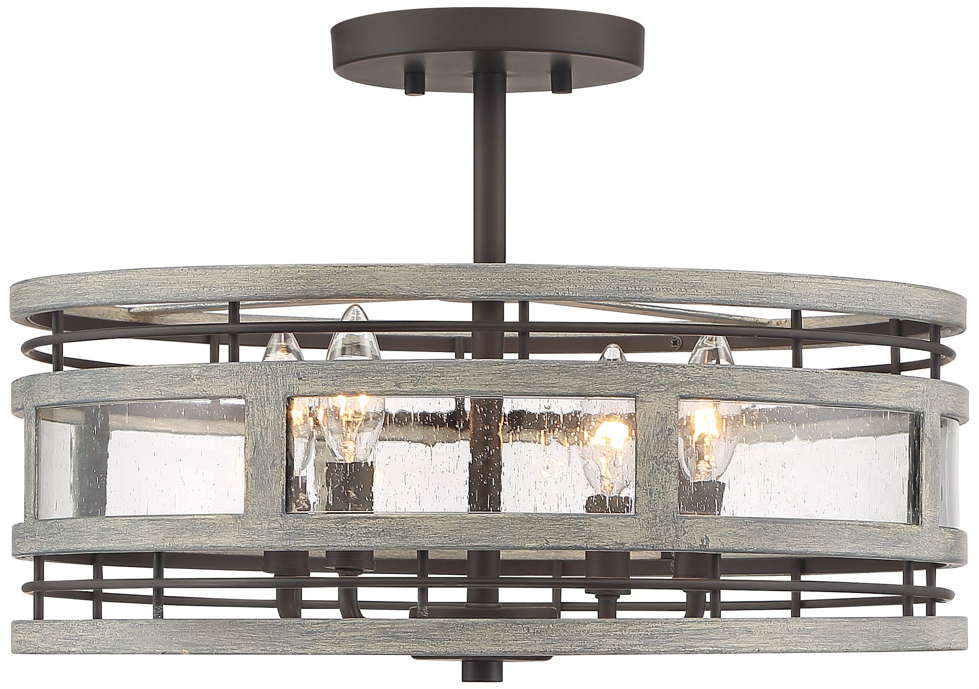 Possini Euro Barnum 18" Wide Gray Wood Bronze Ceiling Light - #79J40 ...