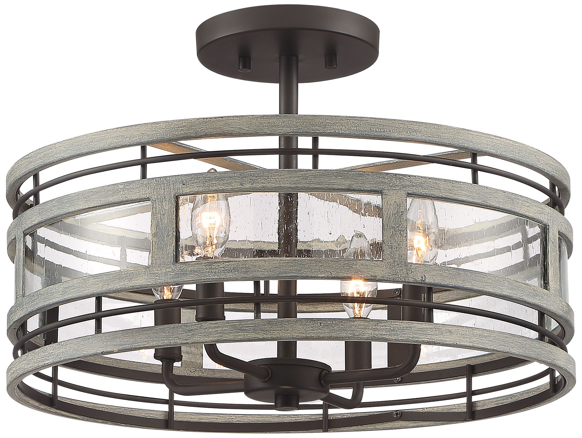 Possini Euro Barnum 18" Wide Gray Wood Bronze Ceiling Light - #79J40 ...