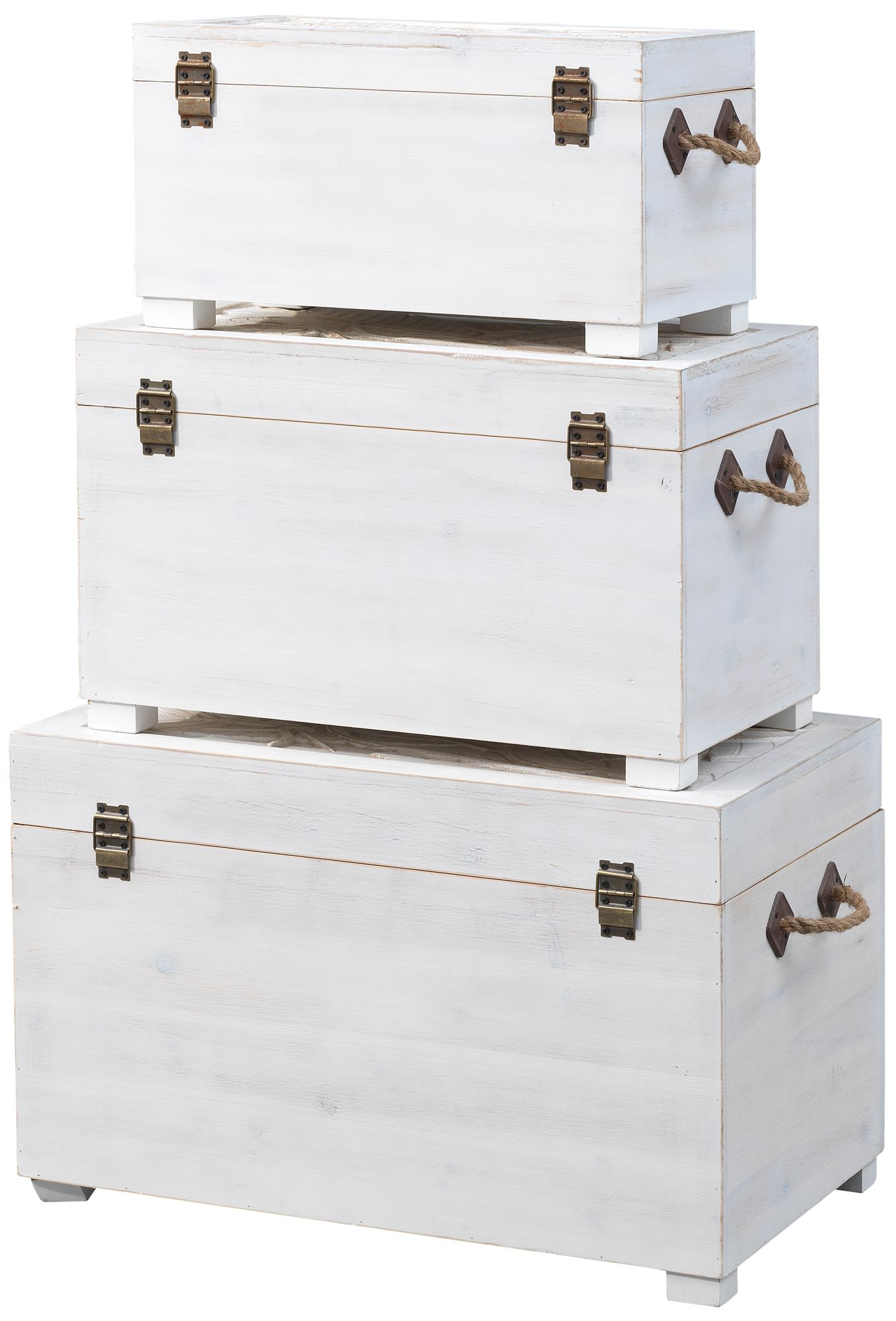 Tropics White Wash Wood Nesting Trunks Set of 3 - #80V11 | Lamps Plus