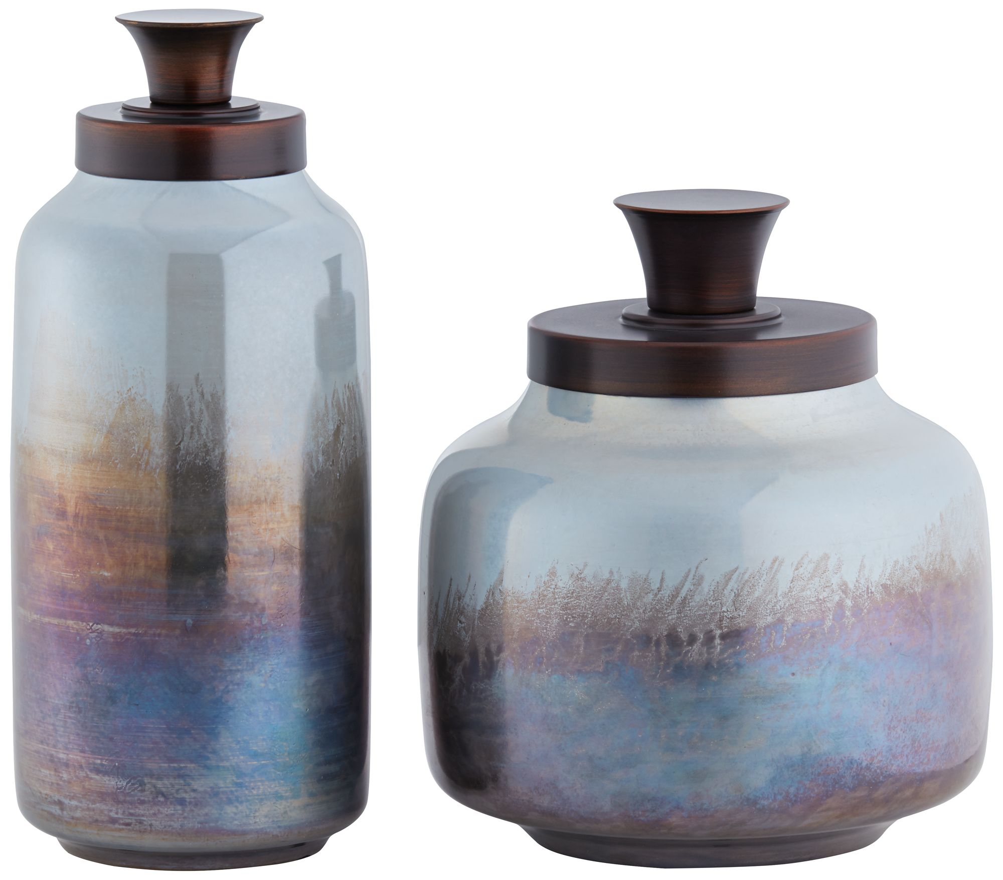 Ayla Glass Bronze Decorative Containers Set of 2 - #83H06 | Lamps Plus