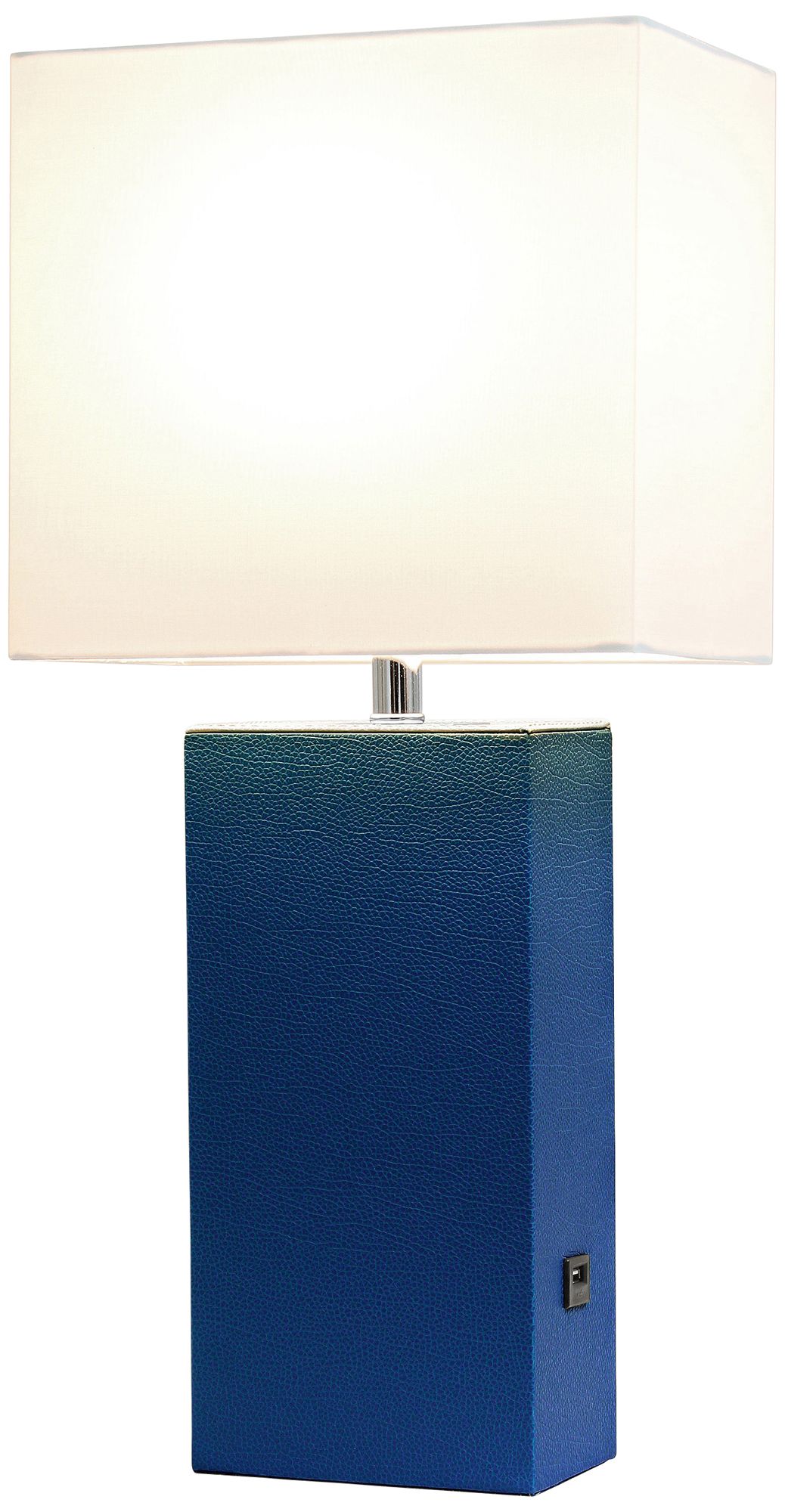 Elegant Designs Blue Leather Table Lamp with USB Port - #85W50 | Lamps Plus
