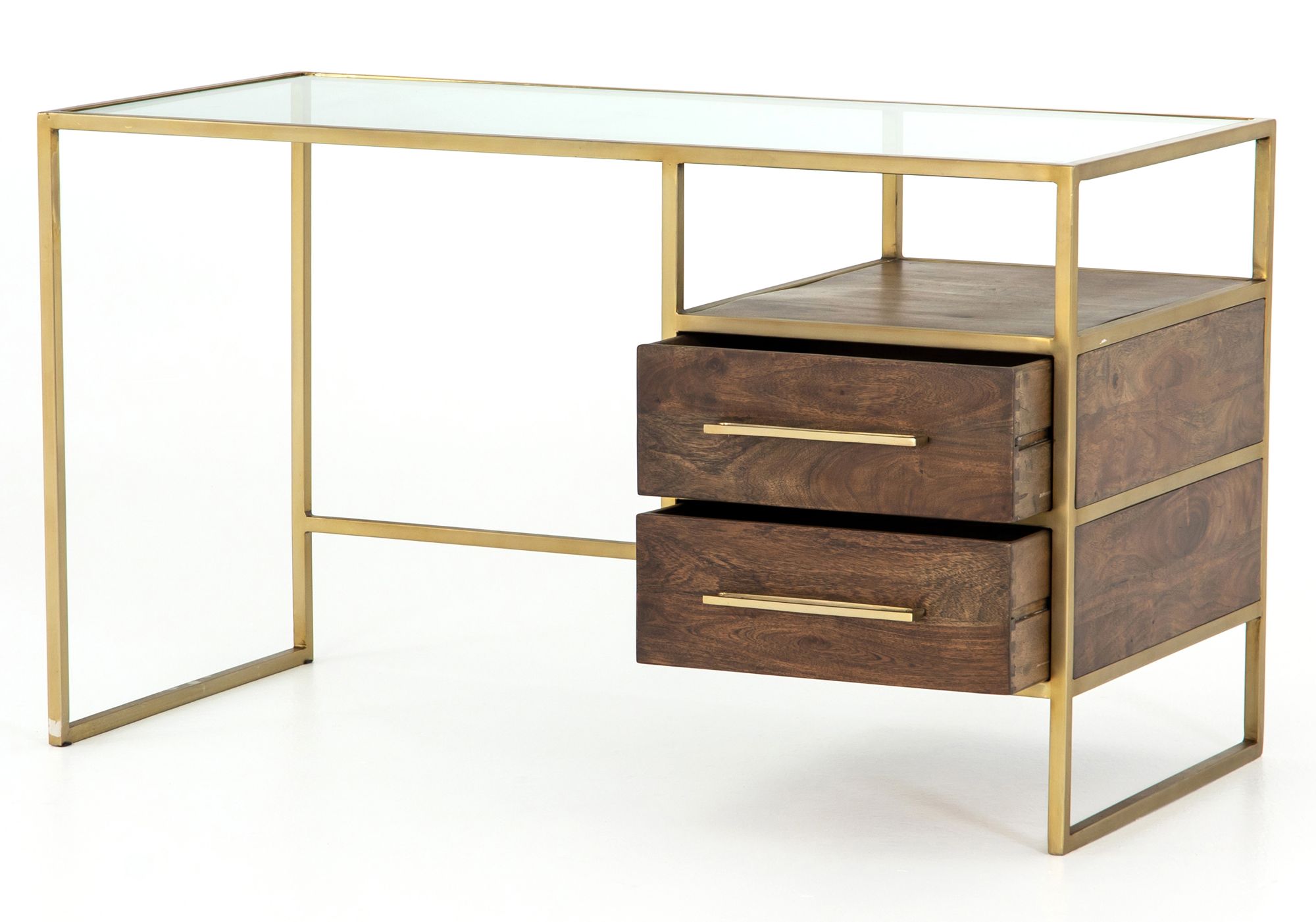 Riverside 52" Wide Aged Brass and Light Brown 2-Drawer Desk - #88Y35 ...