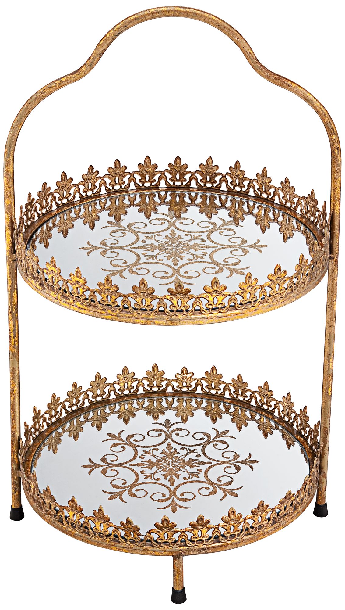 Fleur de Lis Bronze Gold 21 1/2" High Two Tier Cake Stand - #8J369 ...
