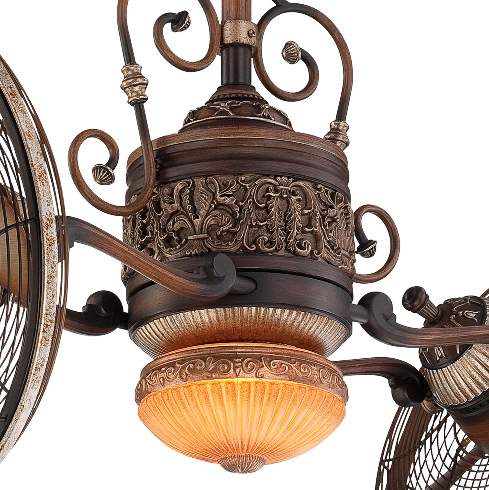 42" Minka Aire Gyro Belcaro Walnut Twin Cage Ceiling Fan with Remote ...