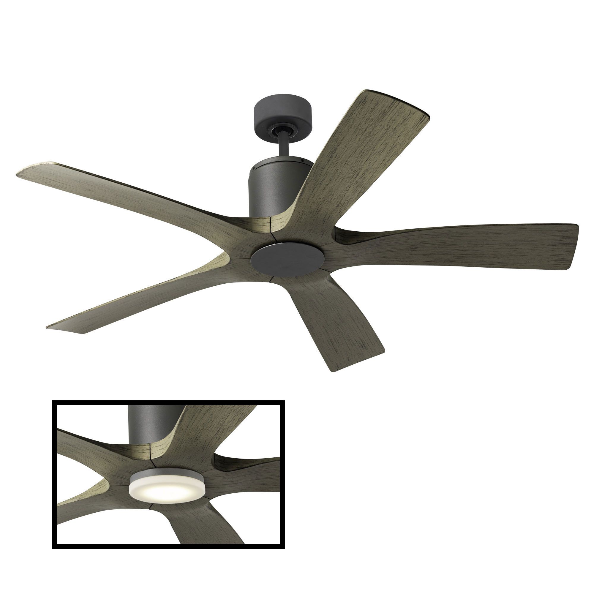54" Modern Forms Aviator Graphite 5-Blade Outdoor Smart Ceiling Fan ...