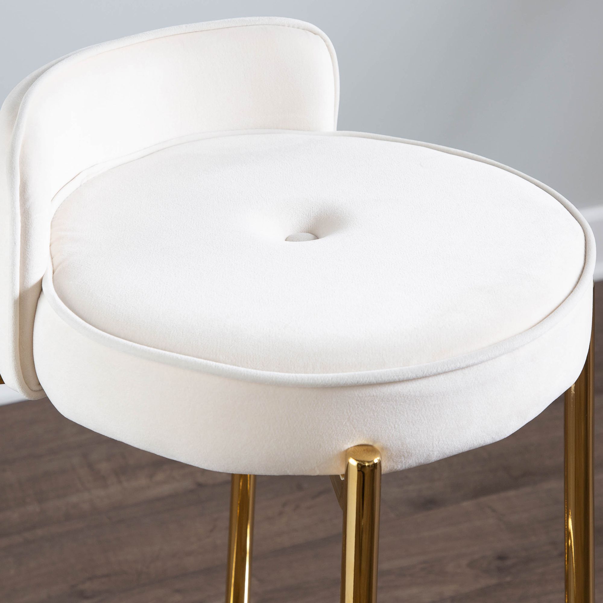 Chloe 25 1/2" Modern White Velvet and Gold Counter Stools Set of 2 ...