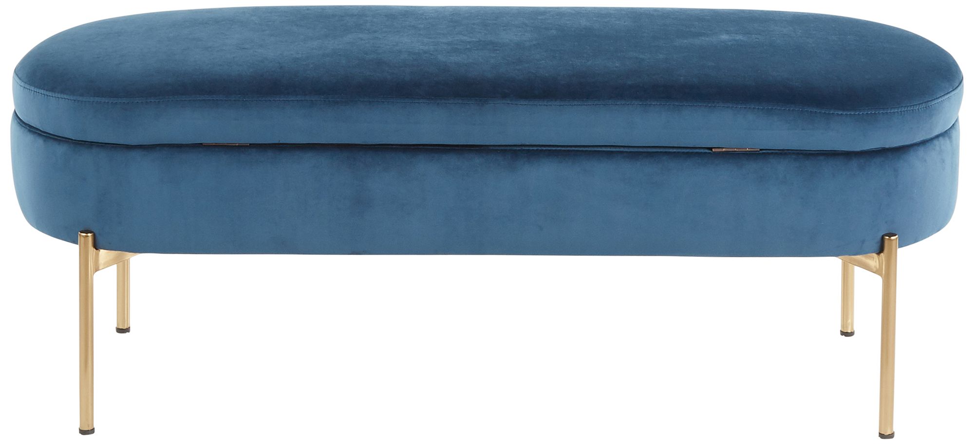 Chloe Blue Velvet and Gold Metal Storage Bench - #94V83 | Lamps Plus