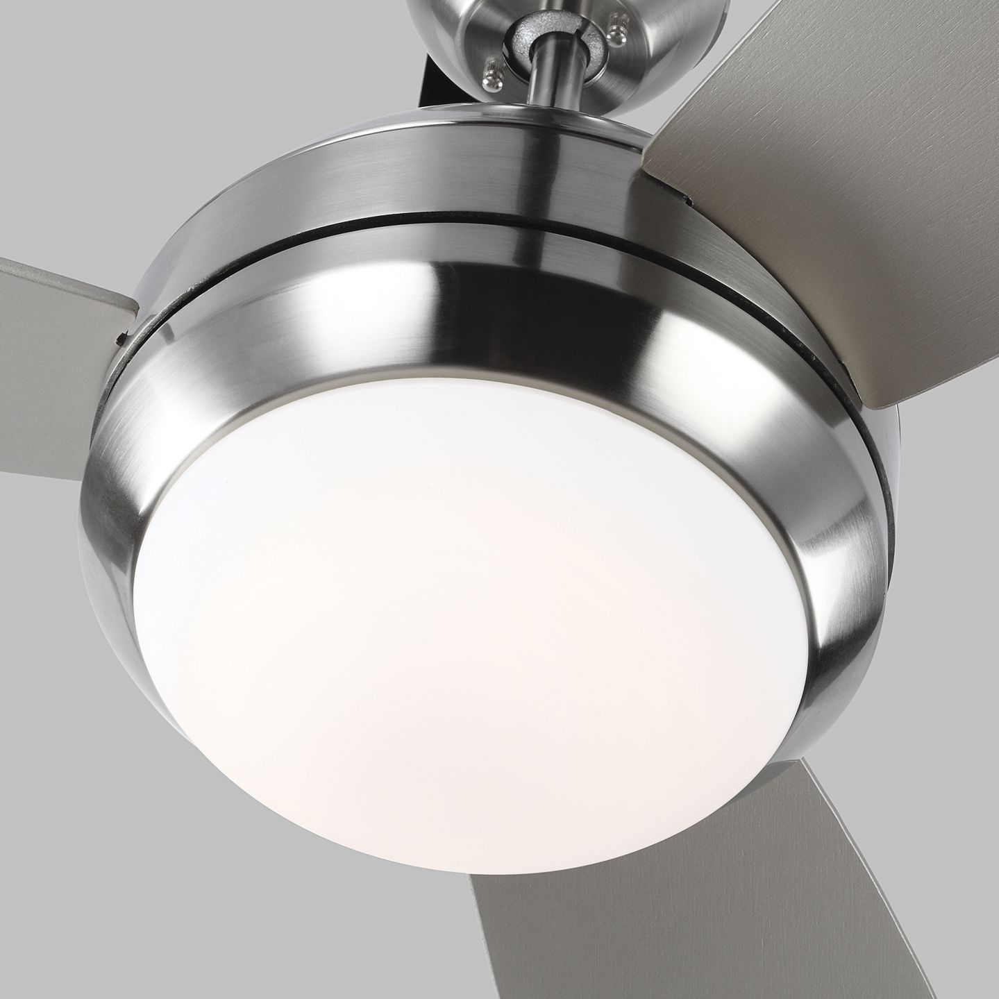 52" Monte Carlo Discus Trio Brushed Steel Damp Rated LED Ceiling Fan ...