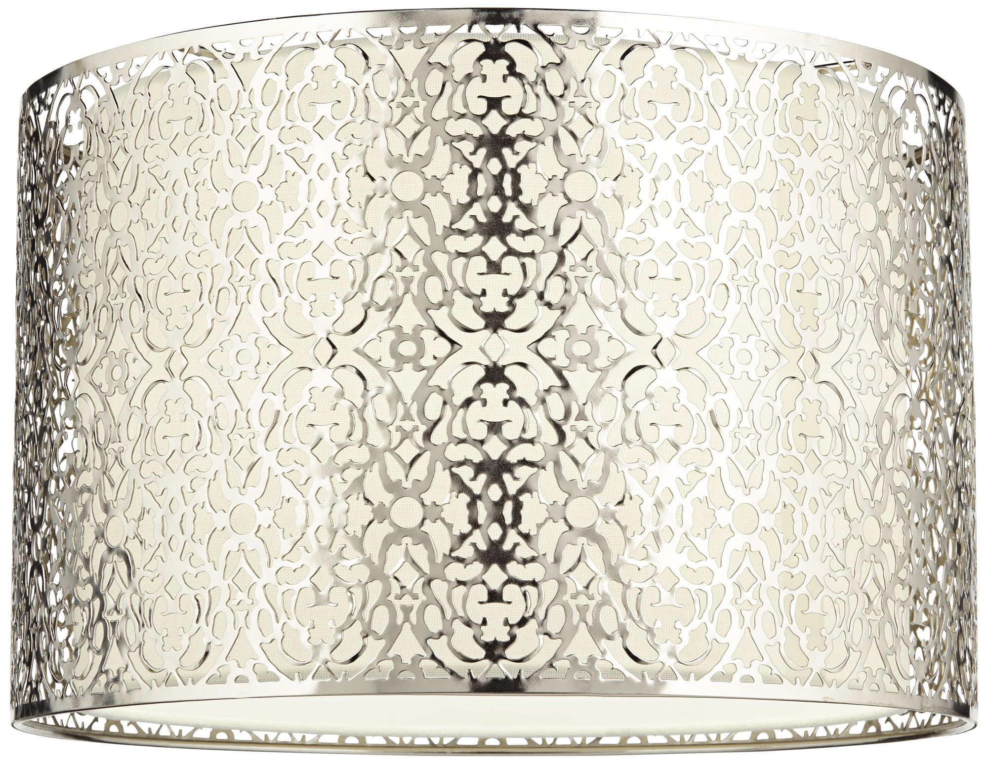 Nickel Laser Cutting Metal Drum Lamp Shade 13 3/4x13 3/4x9 (Spider ...