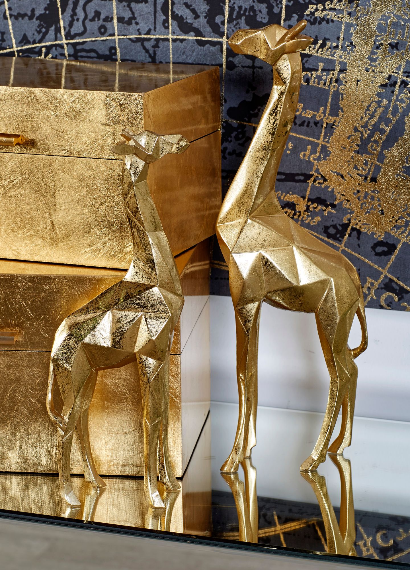 Giraffe Textured Gold Table Decor Statues Set of 2 - #97G58 | Lamps Plus