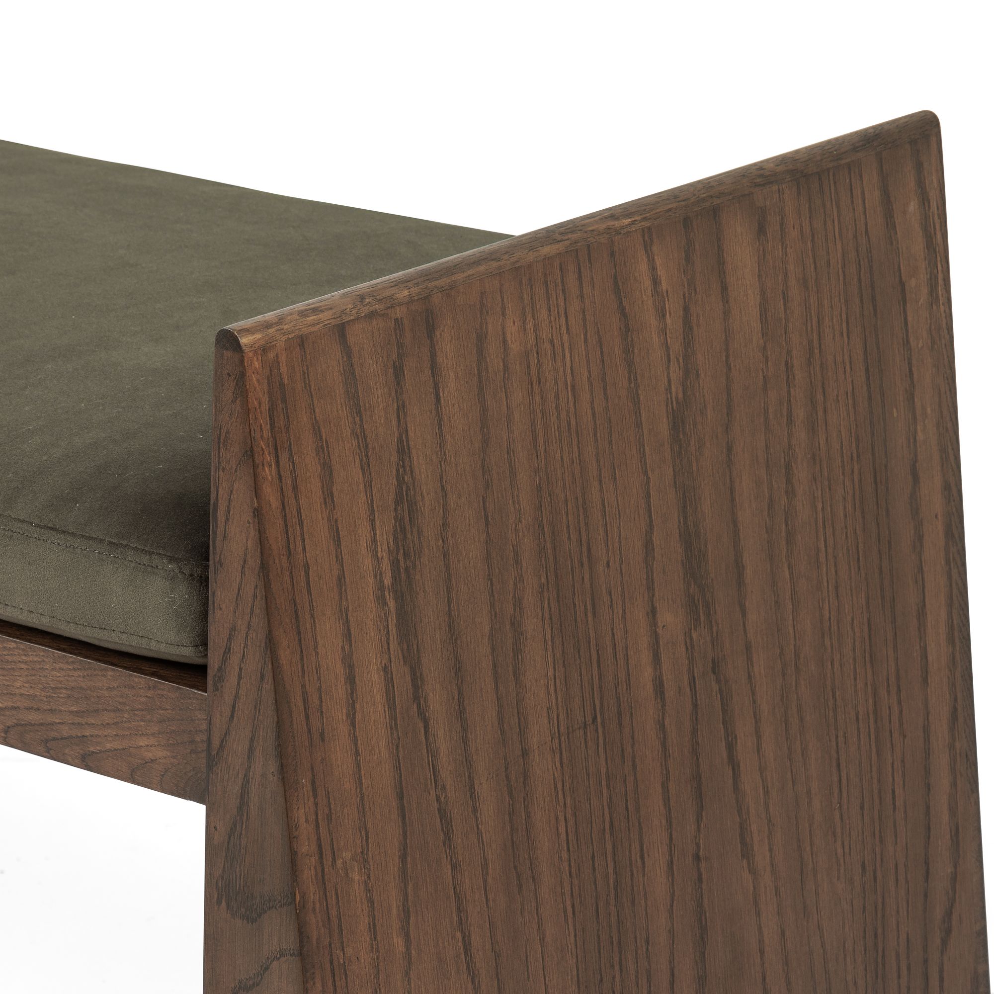 Marco Modern Brown Oak and Velvet Accent Bench - #97N54 | Lamps Plus