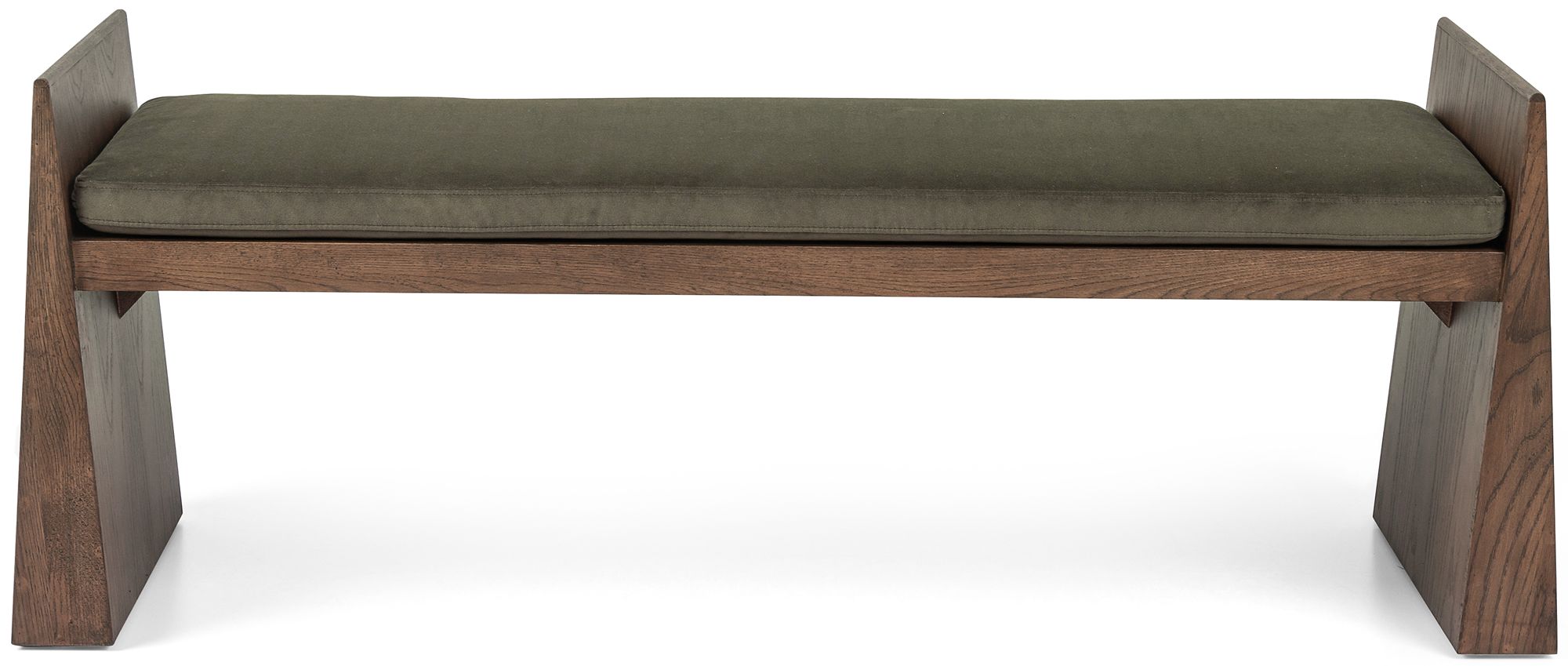 Marco Modern Brown Oak and Velvet Accent Bench - #97N54 | Lamps Plus