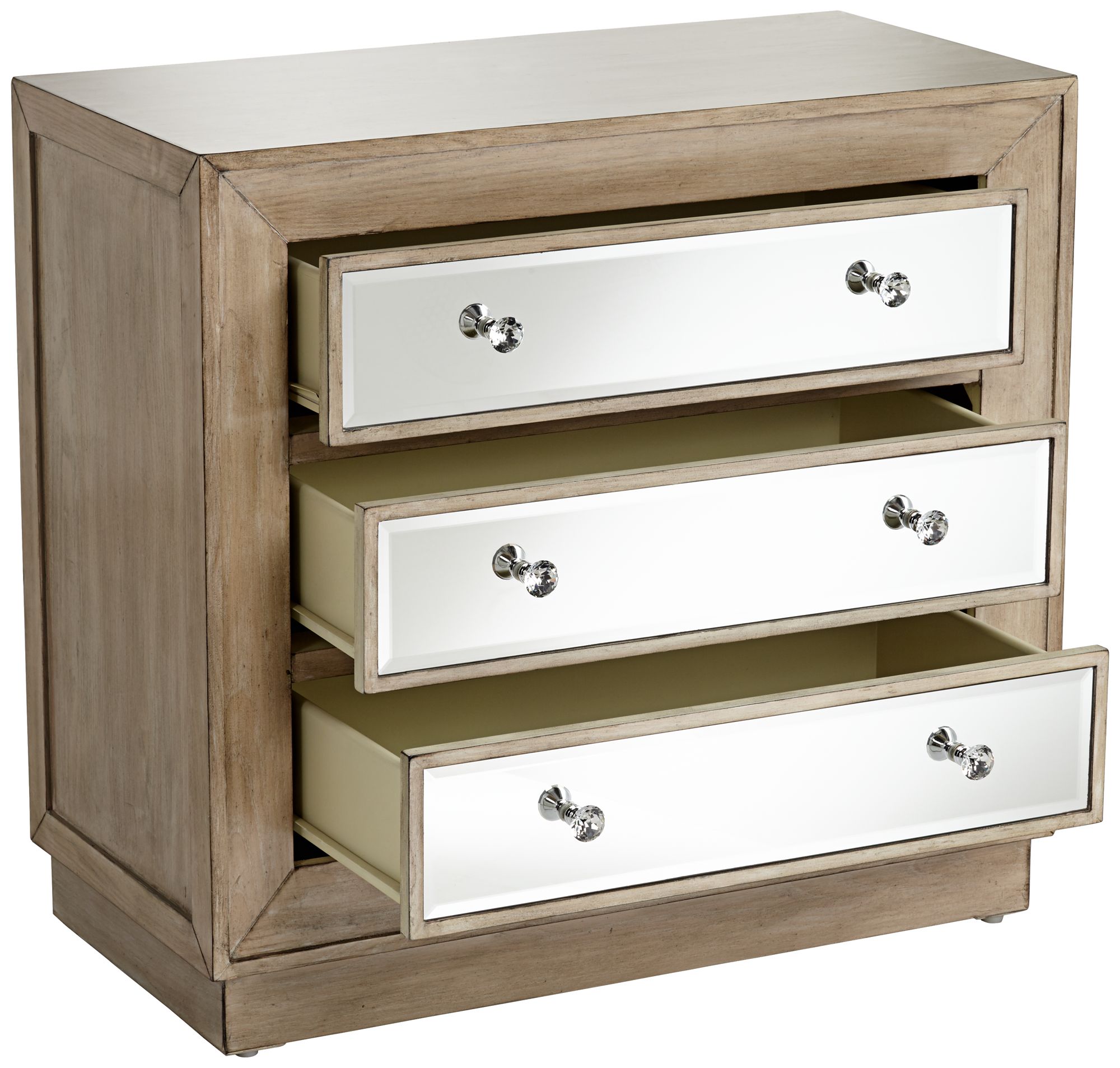 Gabriella 32" Wide Mirrored and Oak Wood Drawer Accent Chest - #9K639 ...